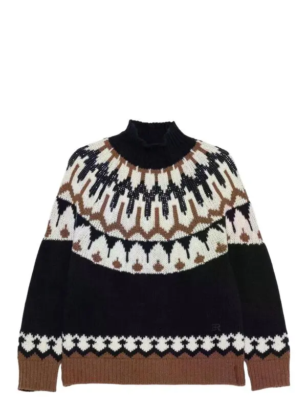 ERMANNO FIRENZE Fair Isle Intarsia High-neck Knit - Blue