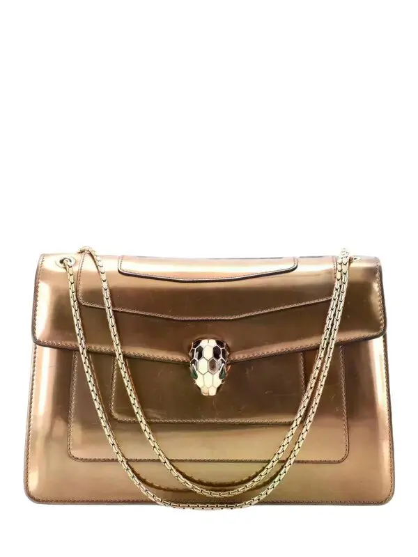 BVLGARI Serpenti Forever Patent Medium Shoulder Bag - Gold