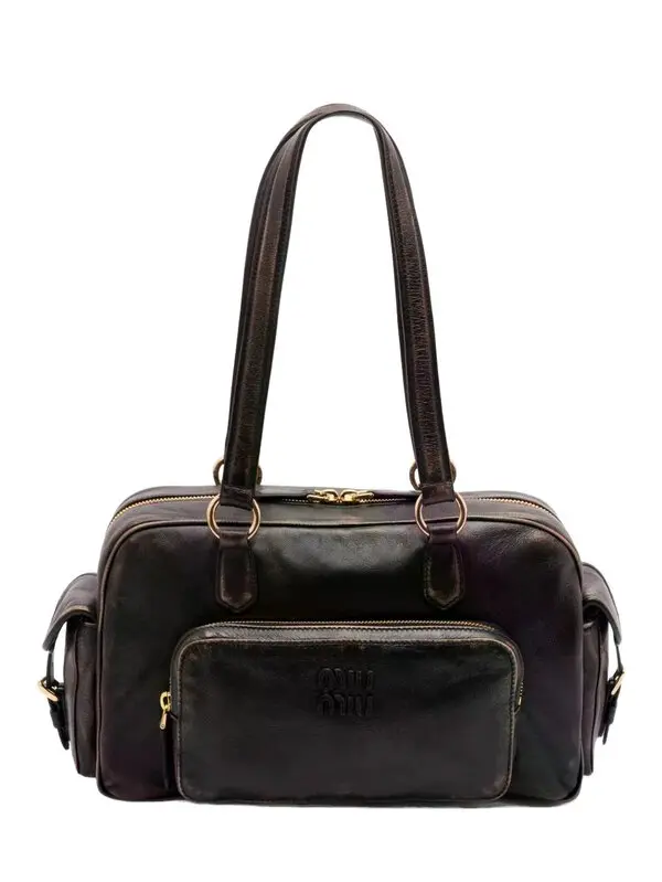 Miu Miu Lamb Skin Top Handle Bag - Brown