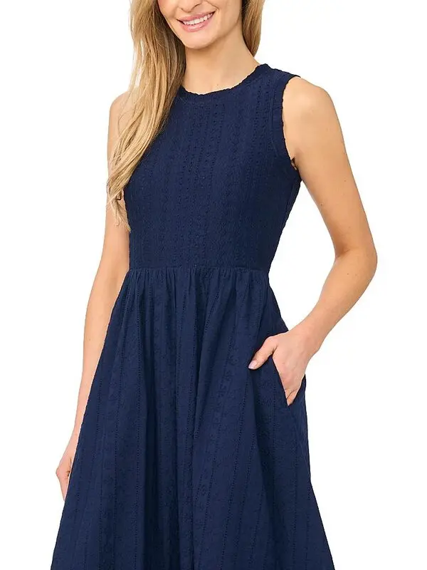 CECE DUPRAZ Sleeveless Textured Midi Dress - Classic Navy