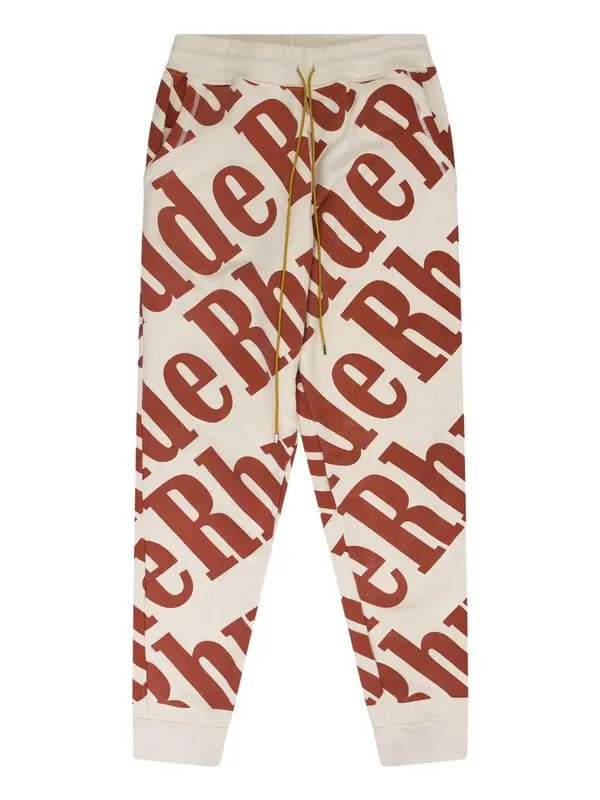 Rhude All Over Logo Sweatpants - Cream