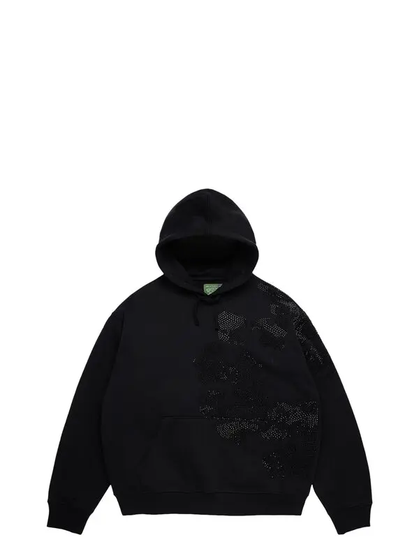 DENIM TEARS Biggie Rhinestone Cotton Wreath Hoodie - Black