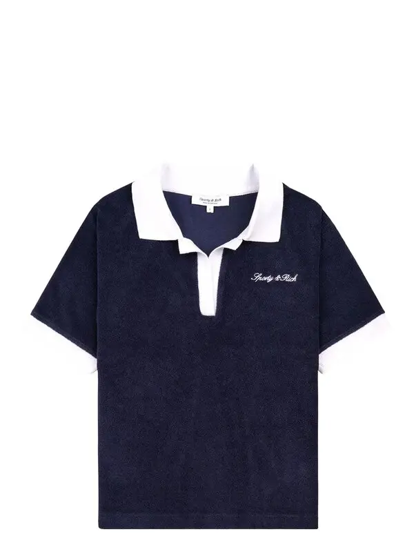 SPORTY & RICH Terry Logo Polo - Blue