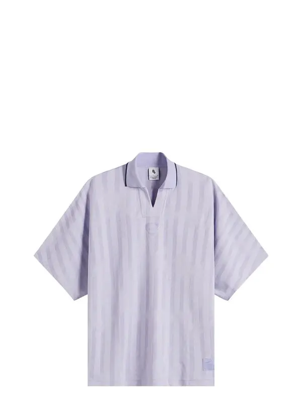 Nike Jersey Top With Vertical Stripes And Collared Neckline - Purple