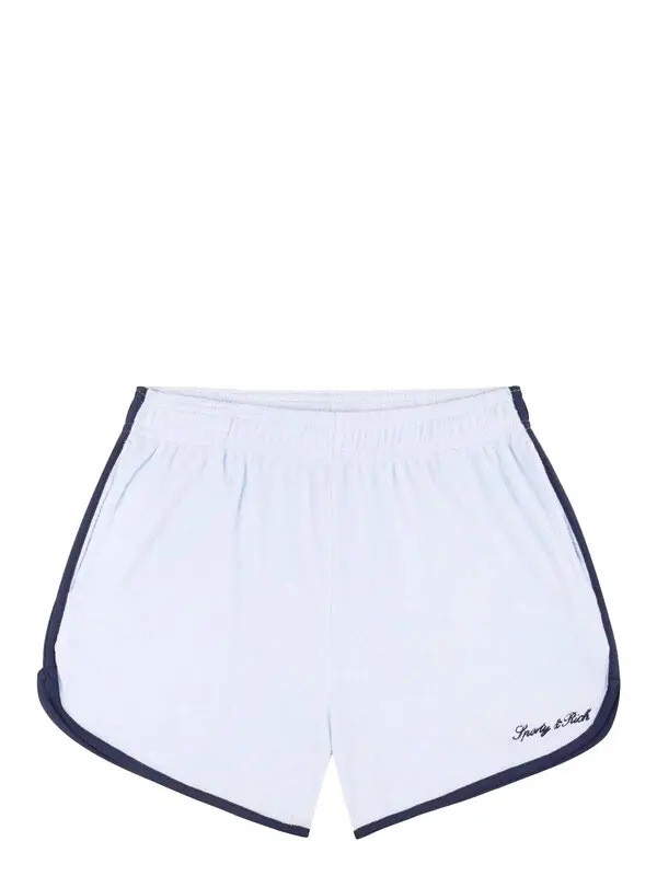 SPORTY & RICH Signature Logo Terry Shorts - Blue