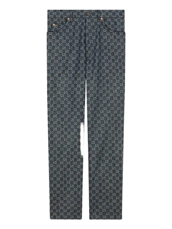 Gucci Eco Washed Gg Denim Pant - Blue