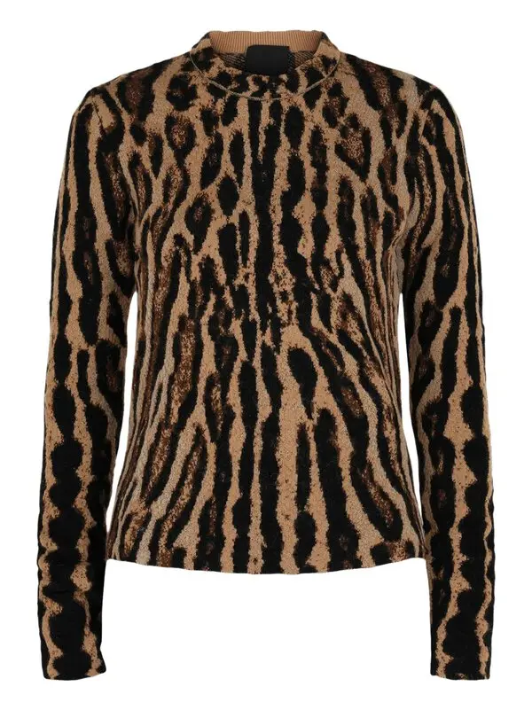 Givenchy Cropped Leopard Print Knit Sweater - Brown