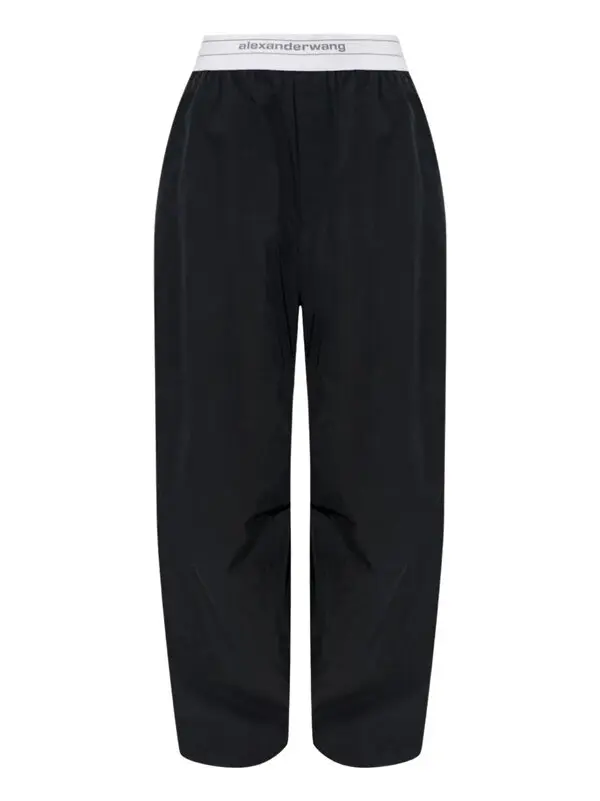 Alexander Wang Logo Elastic Mid-rise Pleated Knee Pant - Black
