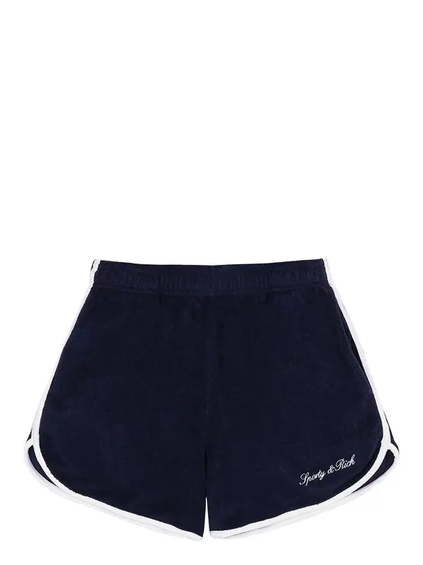 SPORTY & RICH Terry Shorts With Logo Detail - Blue