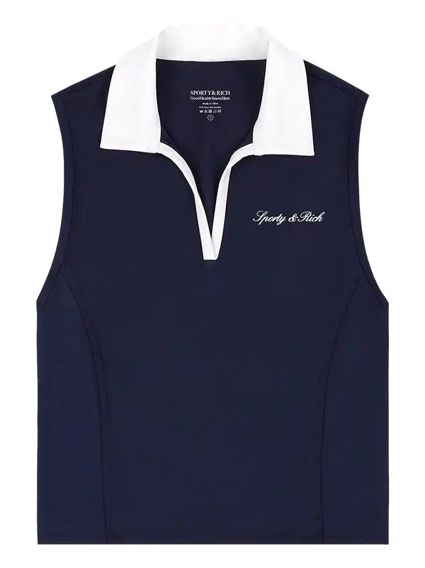 SPORTY & RICH Signature Logo Sports Polo Vest - Blue