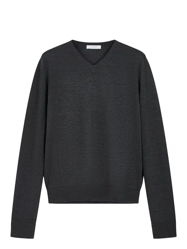 THE ROW V-neck Long Sleeve Top - Grey