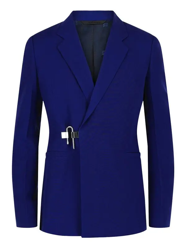 Givenchy Slim Fit Wool Blazer With U-lock Closure - Blue