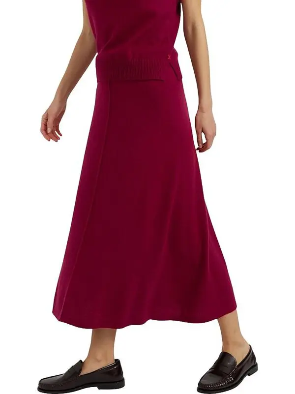 Chinti & Parker Wool Cashmere Midi Skirt - Cherry