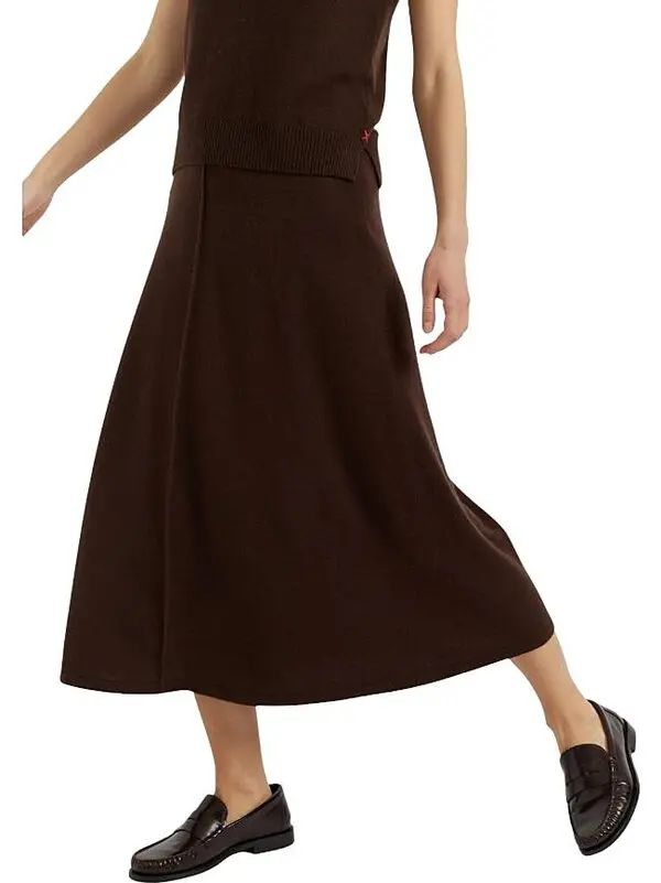 Chinti & Parker Wool Cashmere Midi Skirt - Chocolate