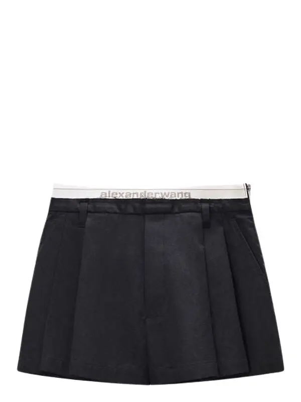 Alexander Wang Logo Elastic High-rise Pleated Short - Black