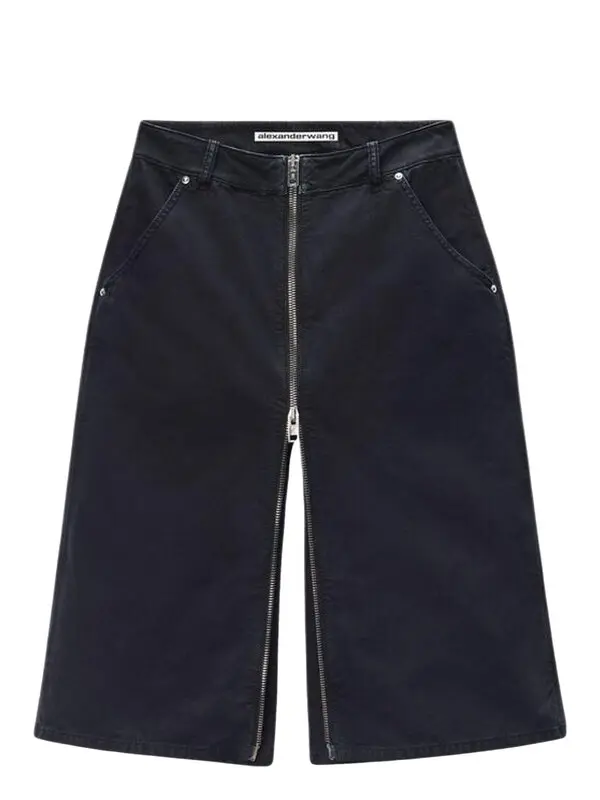 Alexander Wang Mid-rise Midi Skort With Zipper Detail - Black