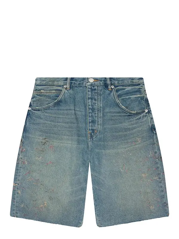 PURPLE BRAND Embellished Denim Shorts - Blue