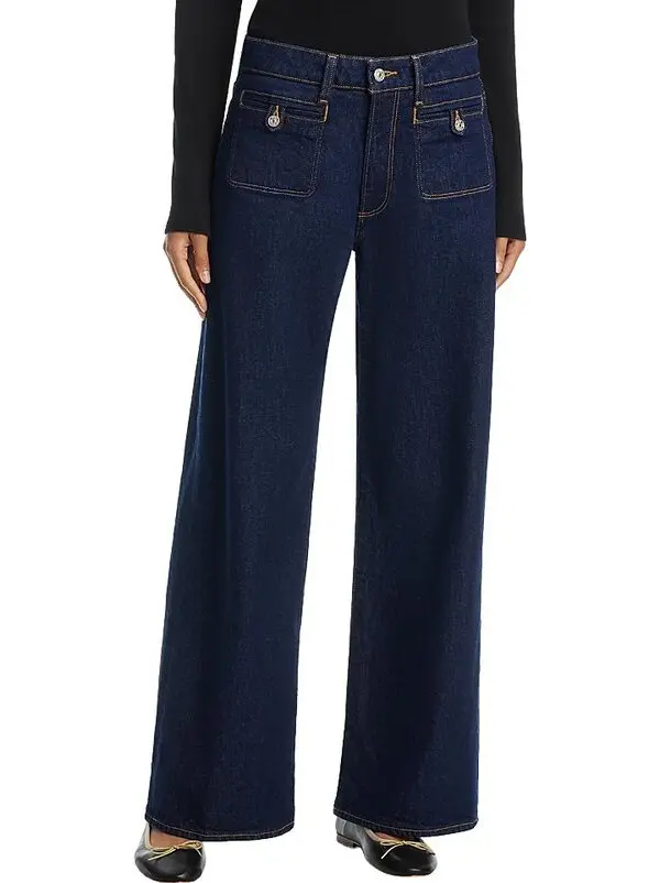 Paige Anessa Welt Stitch Pocket High Rise Wide Jeans - Amora