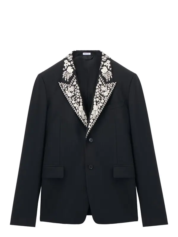 Alexander McQueen Floral Embroidery Double-breasted Jacket - Black