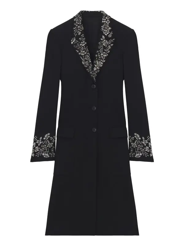 Alexander McQueen Floral Embroidery Coat - Black