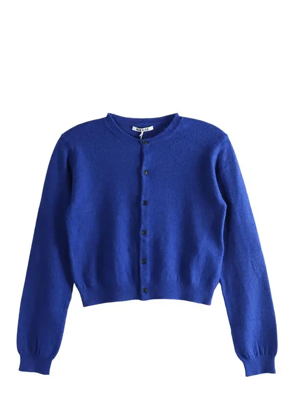 Auralee Brushed Cashmere Cotton Knit Cardigan - Blue