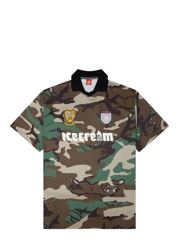 ICECREAM Camouflage Short Sleeve Knit Polo - Green