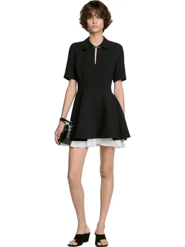 Sandro Skater Dress With Contrasting Layered Effect - Black
