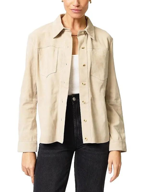 Central Park West Suede Overshirt - Light Beige