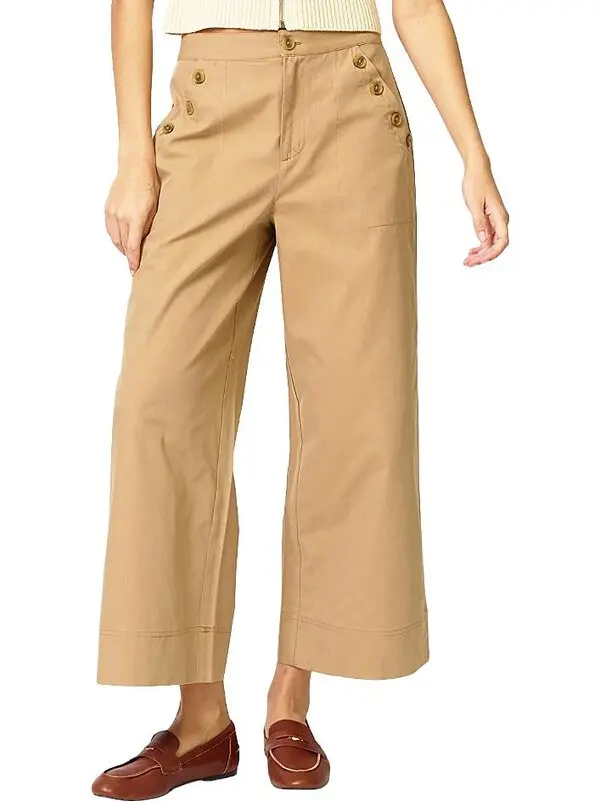 Central Park West Dean Straight Leg Button Pant - Khaki