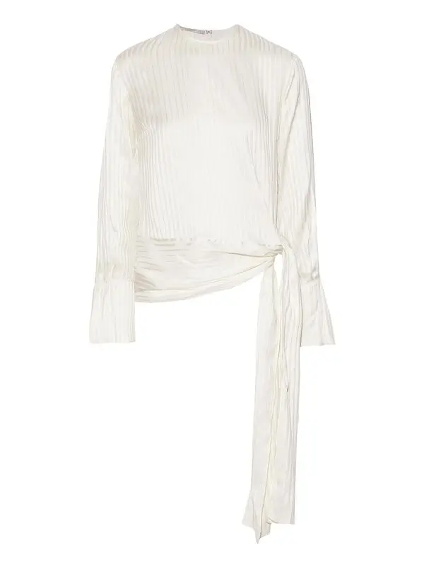 Stella McCartney Striped Silk Jacquard Blouse With Bow Detail - Ivory