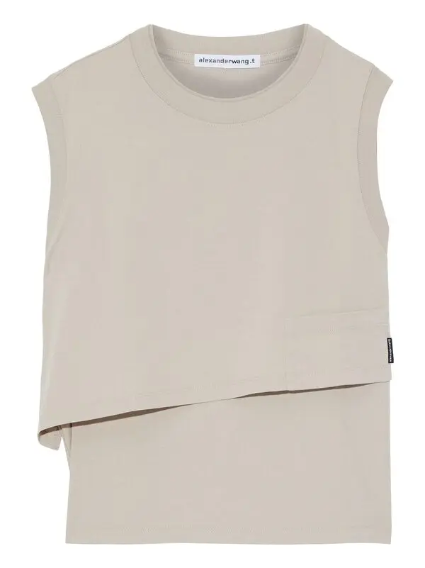 Alexander Wang Layered Cotton Jersey Tank - Mushroom
