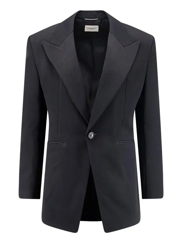 Saint Laurent Singlebreasted Certified Wool Blazer - Black