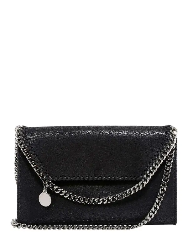Stella McCartney Falabella Shaggy Deer Wallet With Chain Strap - Black