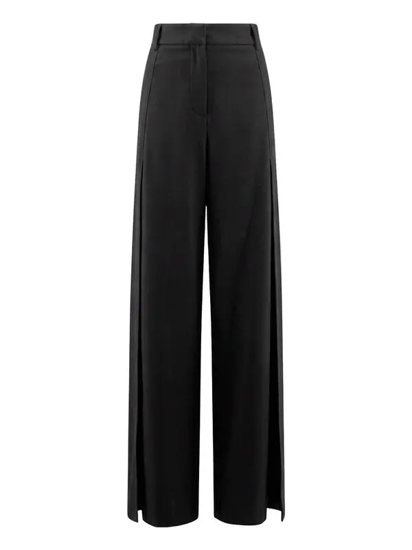 SEMICOUTURE Virgin Wool Blend Wide Leg Trousers - Black