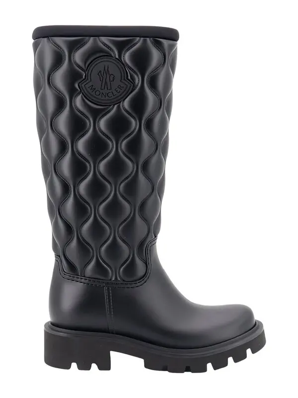 Moncler Kickstream Quilted Pvc And Neoprene Knee-high Boots - Black