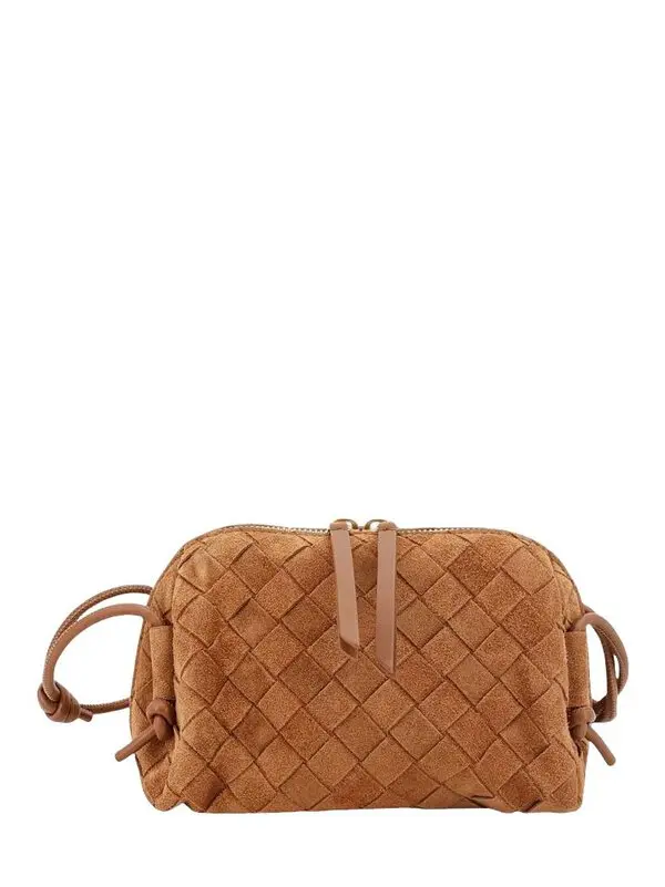 Bottega Veneta Suede Intrecciato Pochette Concert Bag - Beige