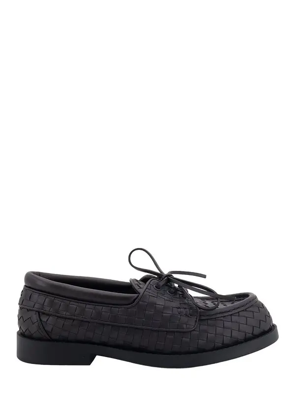 Bottega Veneta Pier Intrecciato Leather Boat Shoes - Brown