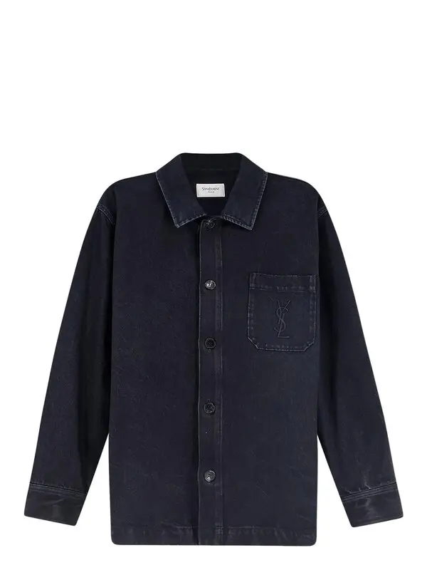 Saint Laurent Cassandre Denim Overshirt - Black