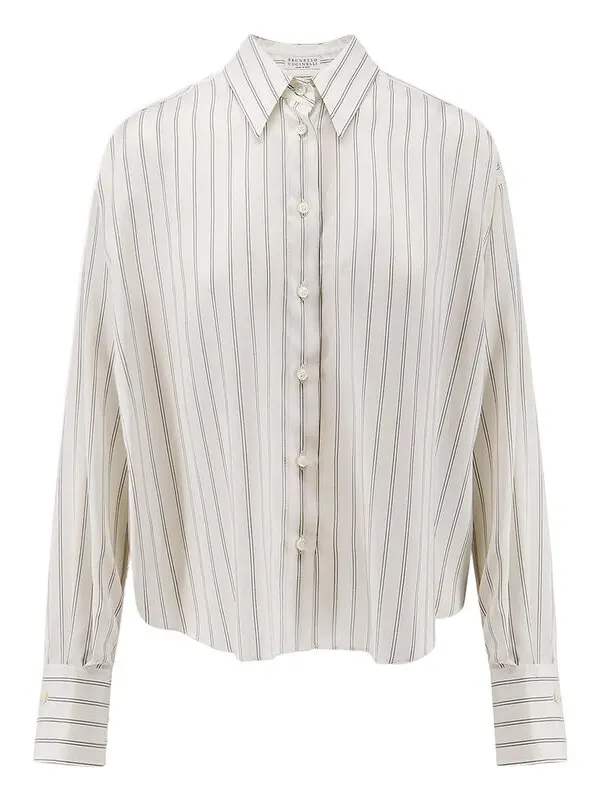 Brunello Cucinelli Striped Silk Shirt - White