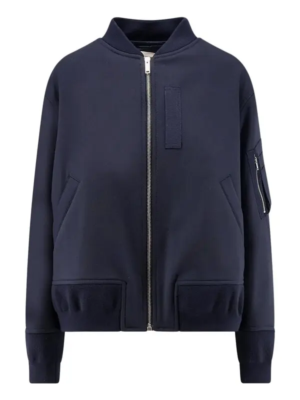 SEMICOUTURE Virgin Wool Blend Bomber Jacket - Blue