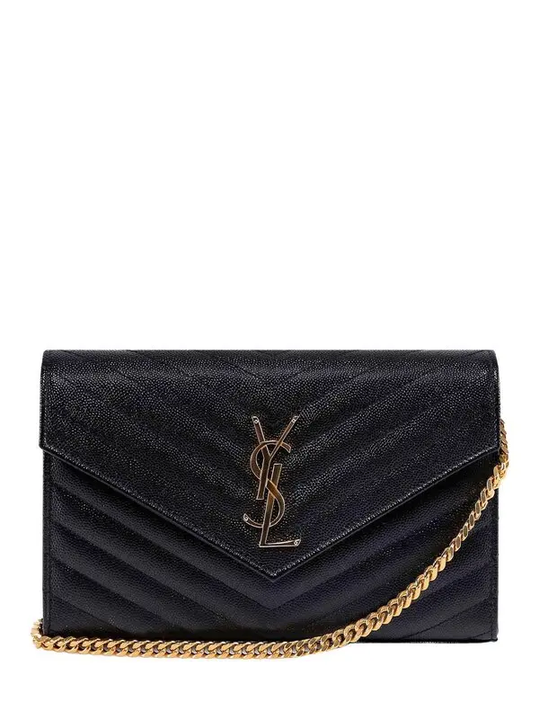 Saint Laurent Cassandre Grained Poudre Leather Pochette - Black