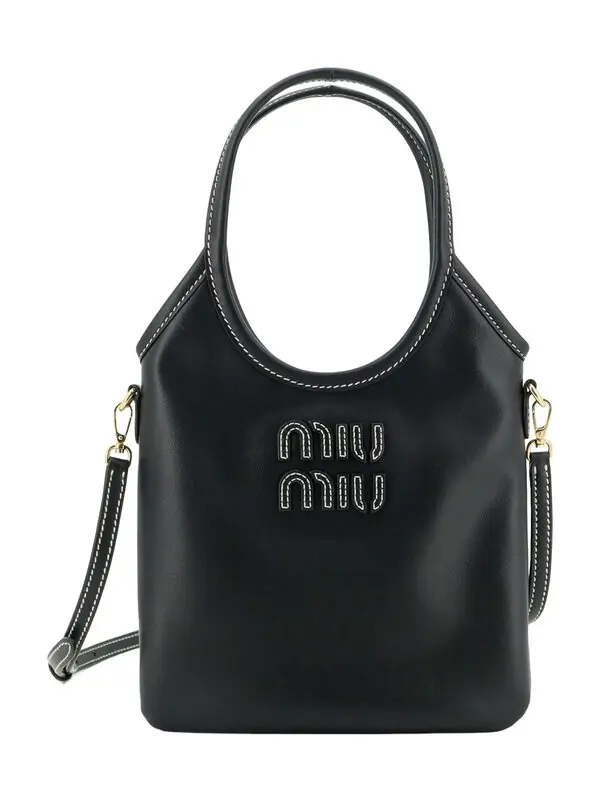 Miu Miu Ivy Leather Top Handle Bag - Black