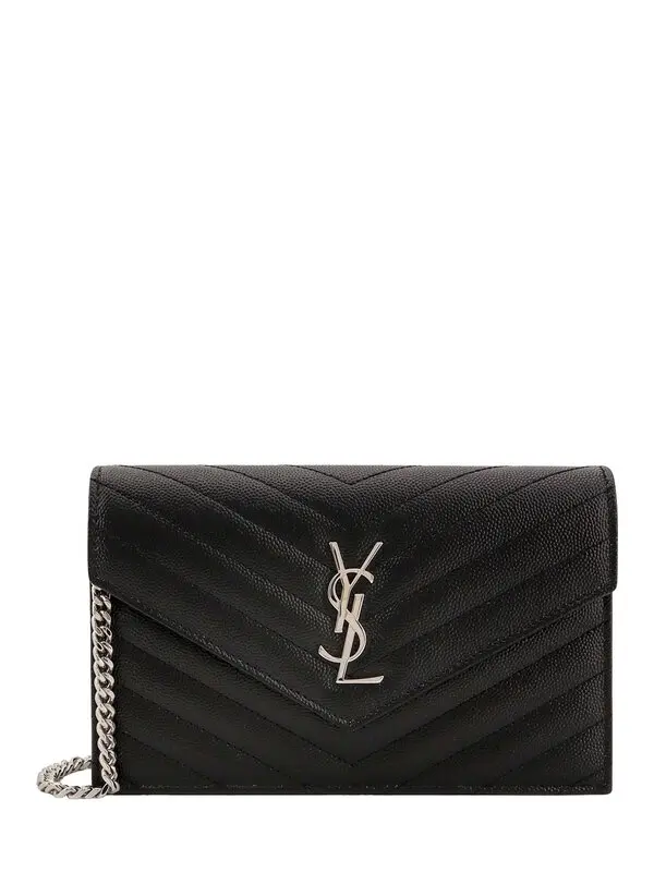 Saint Laurent Cassandre Pochette Grained-de-poudre Leather - Black