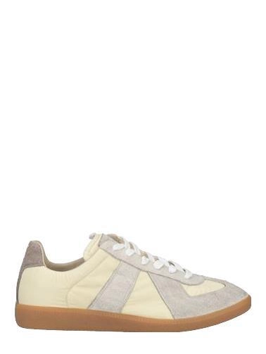 MAISON MARGIELA Low-top Sneakers In Ivory Leather And Textile Fibers - White