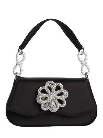 Mach & Mach Embellished Satin Baguette Bag - Black