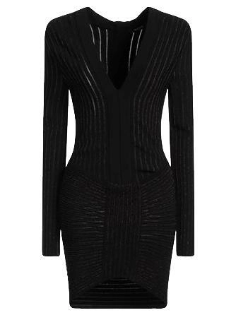 Balmain Knitted Lamé Mini Dress - Black