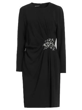 Emporio Armani Embellished Crepe Midi Dress - Black