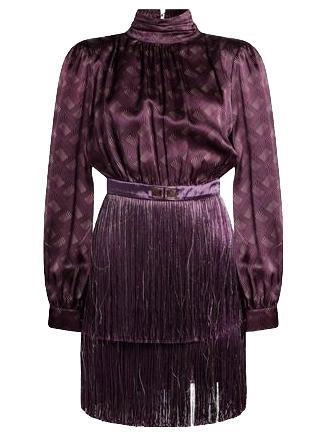 Elisabetta Franchi Multicolor Silk Blend Dress With Tassels - Plum
