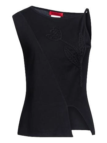 Max & Co. Sleeveless Appliquéd Cotton Top - Black