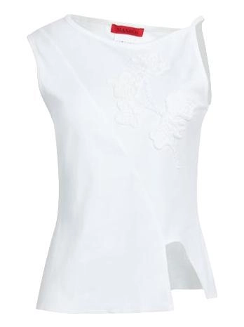 Max & Co. Sleeveless Appliquéd Cotton Top - White